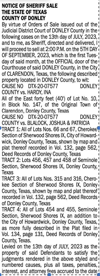 Sheriff Sales | CITY OF HOWARDWICK